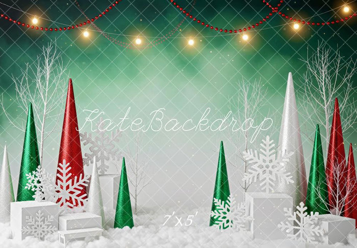 Kate Christmas Snowy Boxes Green Backdrop For Photography